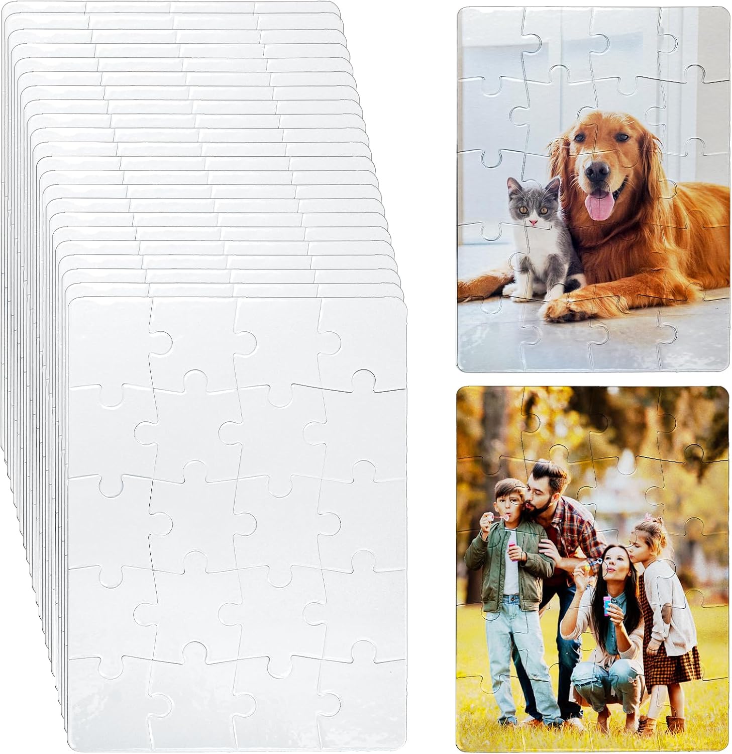 Amazon.com: Tlence 24 Sets Blank Sublimation Puzzle, Rectangle White ...