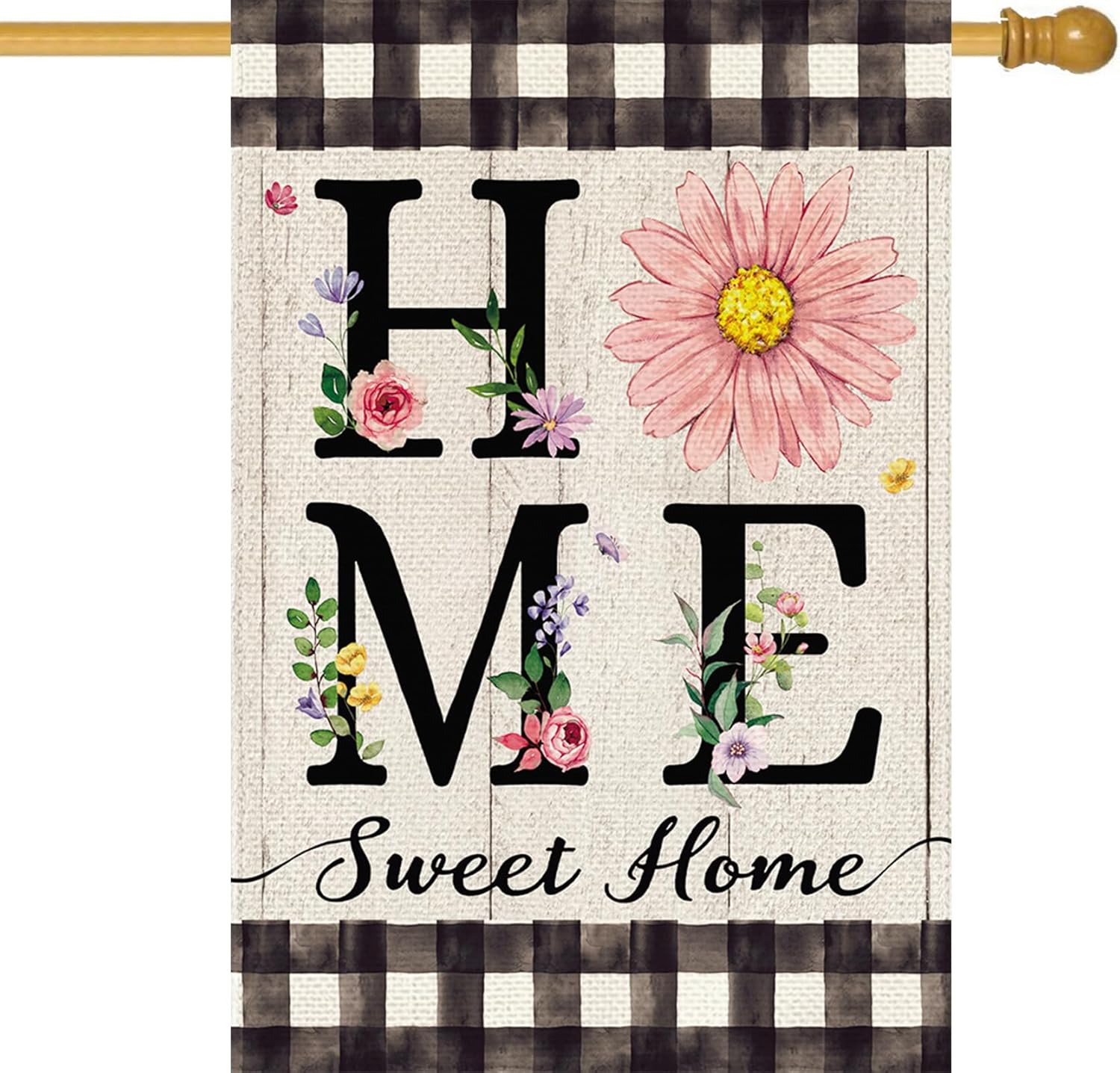 Amazon.com : ORTIGIA Spring Summer Daisy House Flag Burlap Double Sided ...