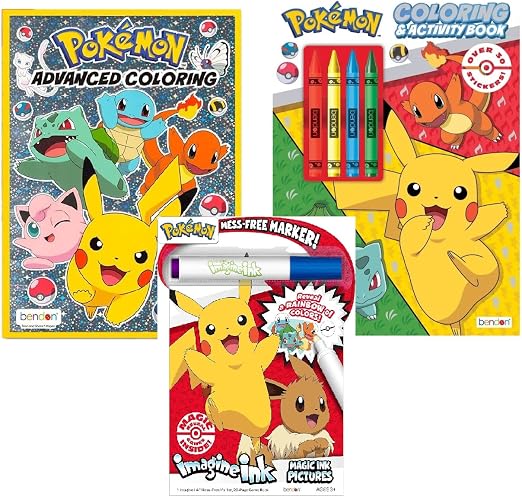 Amazon.com: Pokemon Coloring Books for Kids Ages 4-8 - Bundle with 3 ...