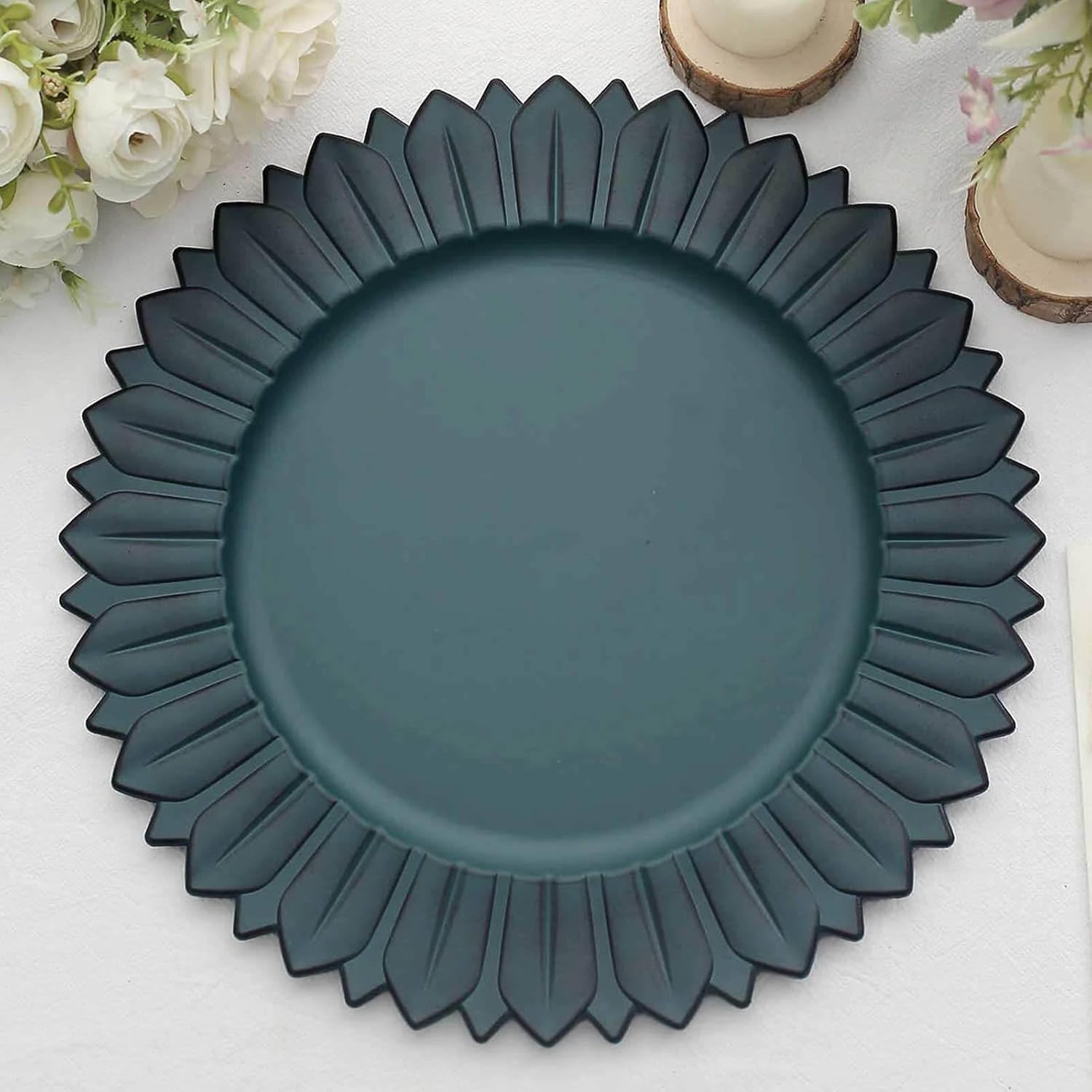 Amazon.com | Efavormart 12-Pack Plastic Charger Plates 13" Round Teal ...