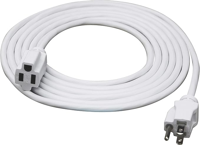 Clear Power 12 ft Indoor/Outdoor Extension Cord 16/3 SJTW, White, Water ...