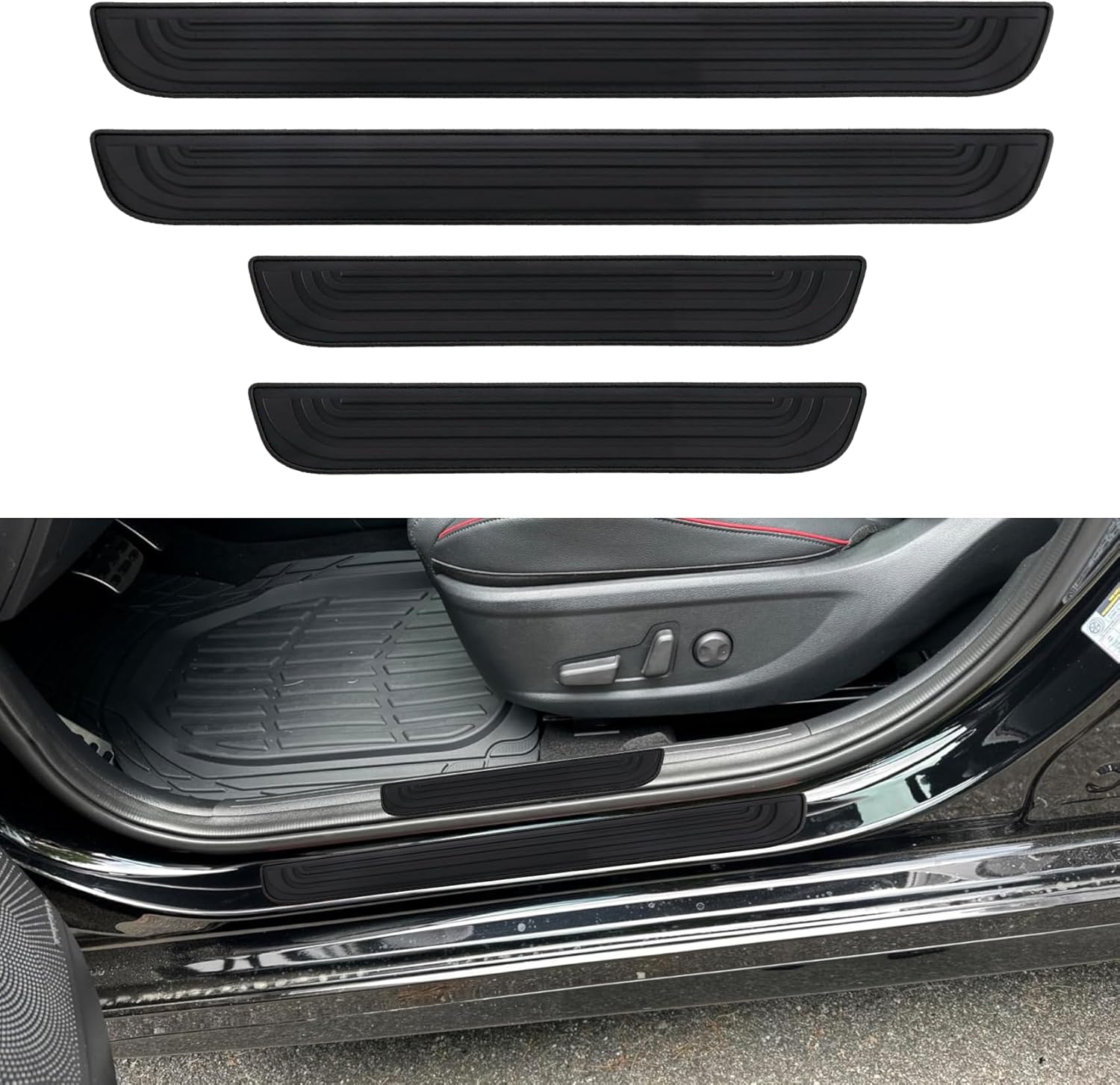 Amazon.com: 4PCS Car Door Sill Protector, Anti-Scratch Rubber Car Door ...