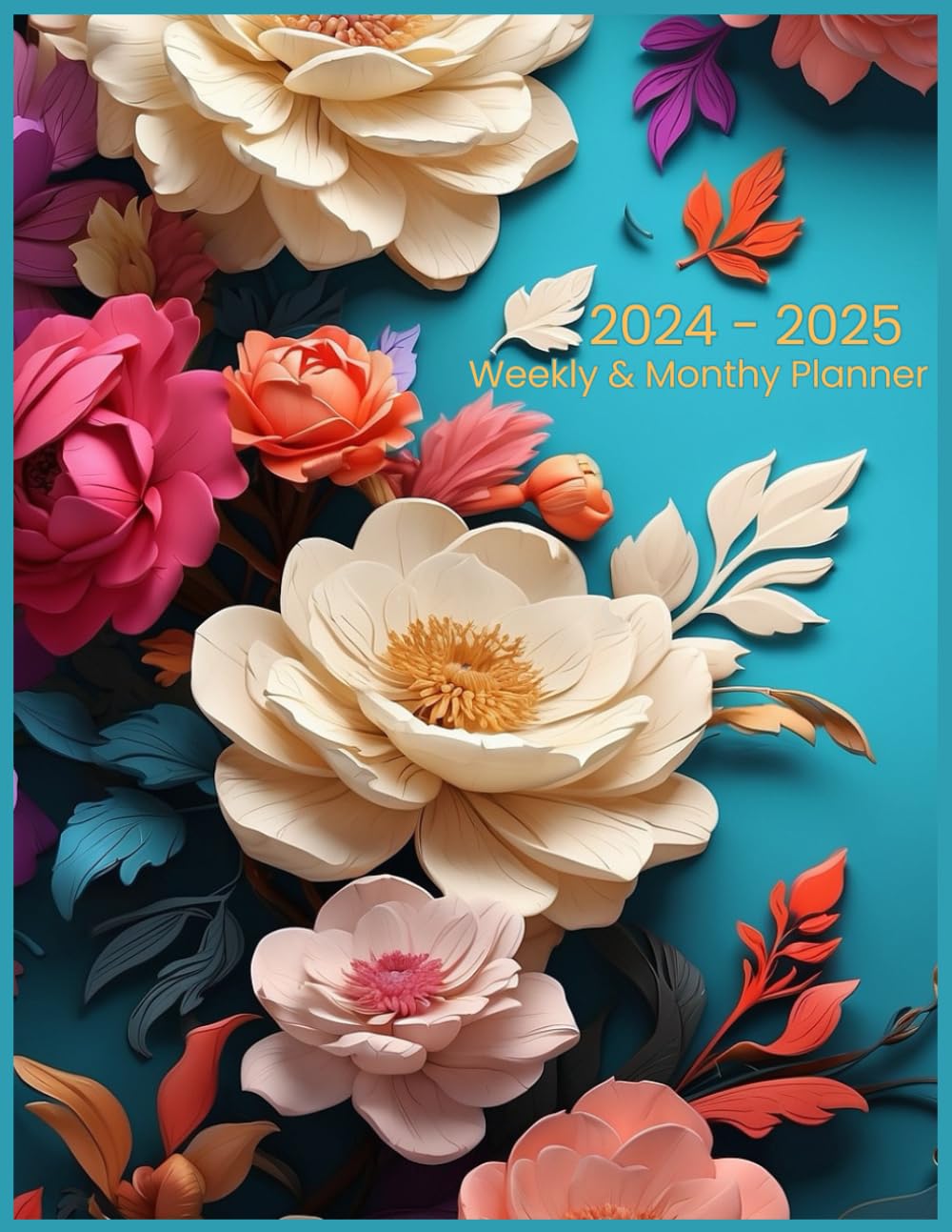 2024 - 2025 Weekly & Monthy Planner: Flowers cover - perfeito para ...