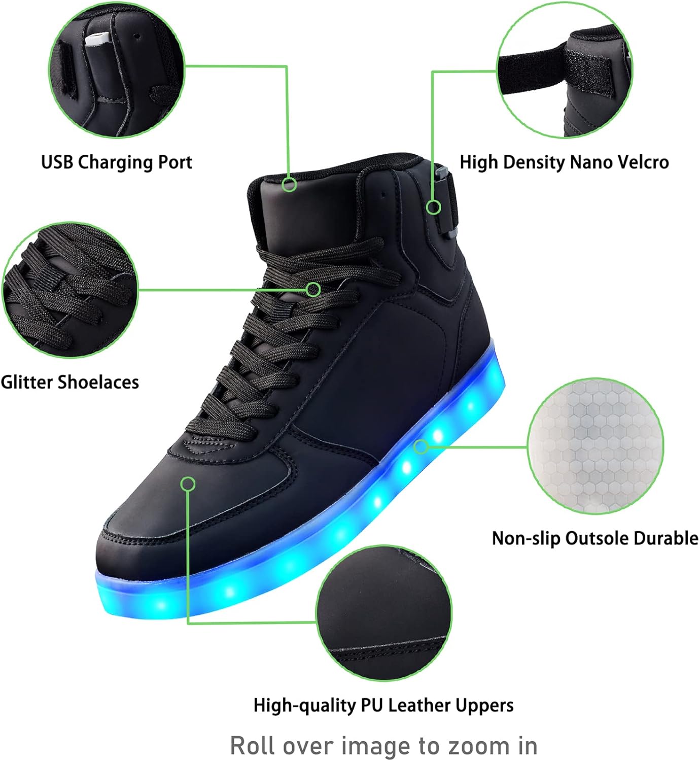 Amazon.com | DIYJTS Unisex LED Light Up Shoes, Fashion High Top LED ...