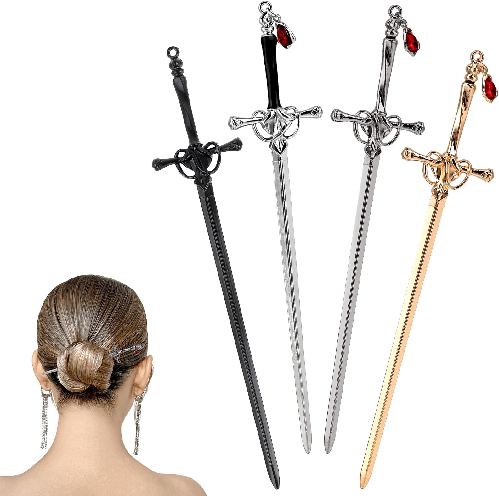 Amazon.com : 4Pcs Ancient Style Sword Hair Chopsticks Chinese Style ...
