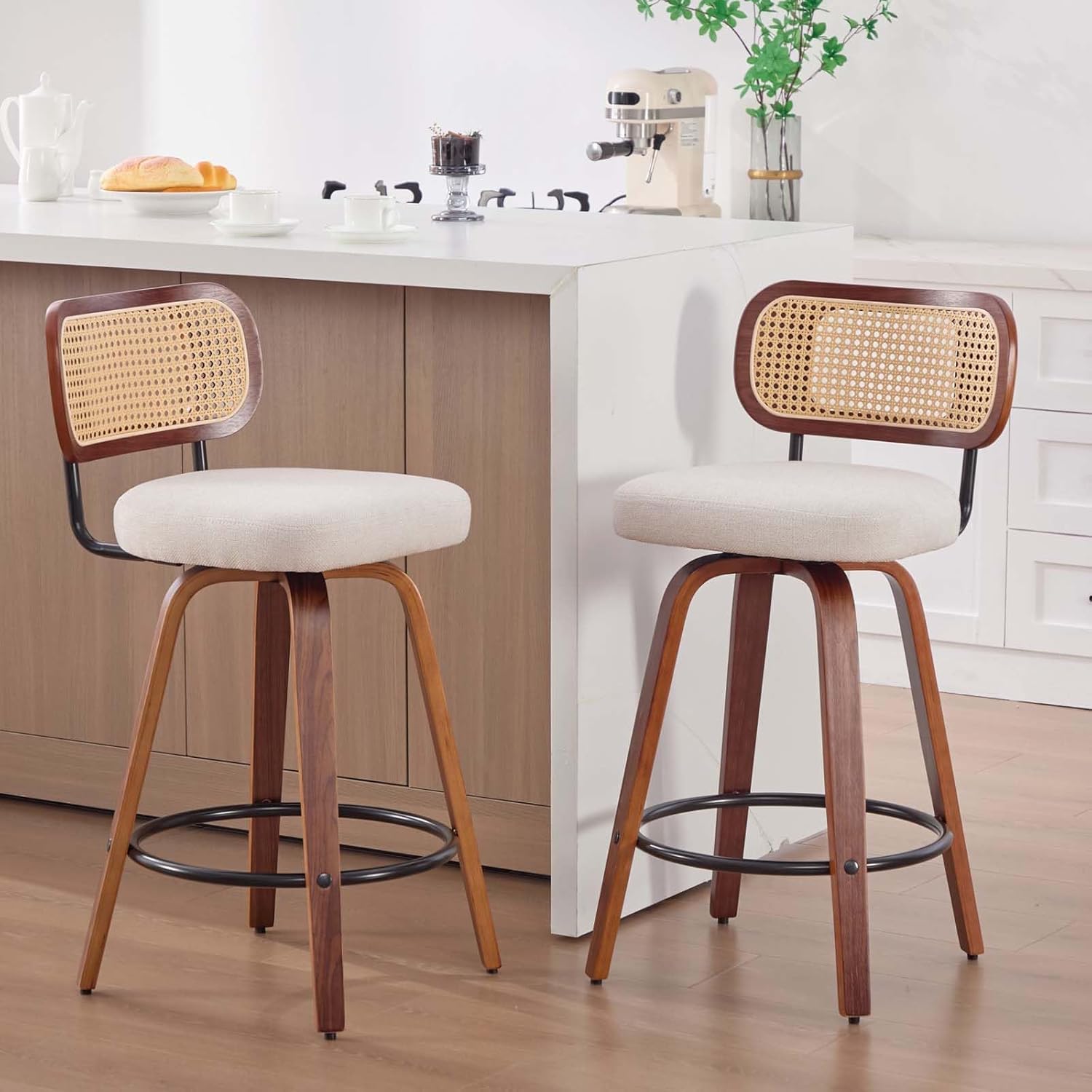 Amazon.com: 26" Counter Height Bar Stools Set of 2, Swivel Bar Stool ...