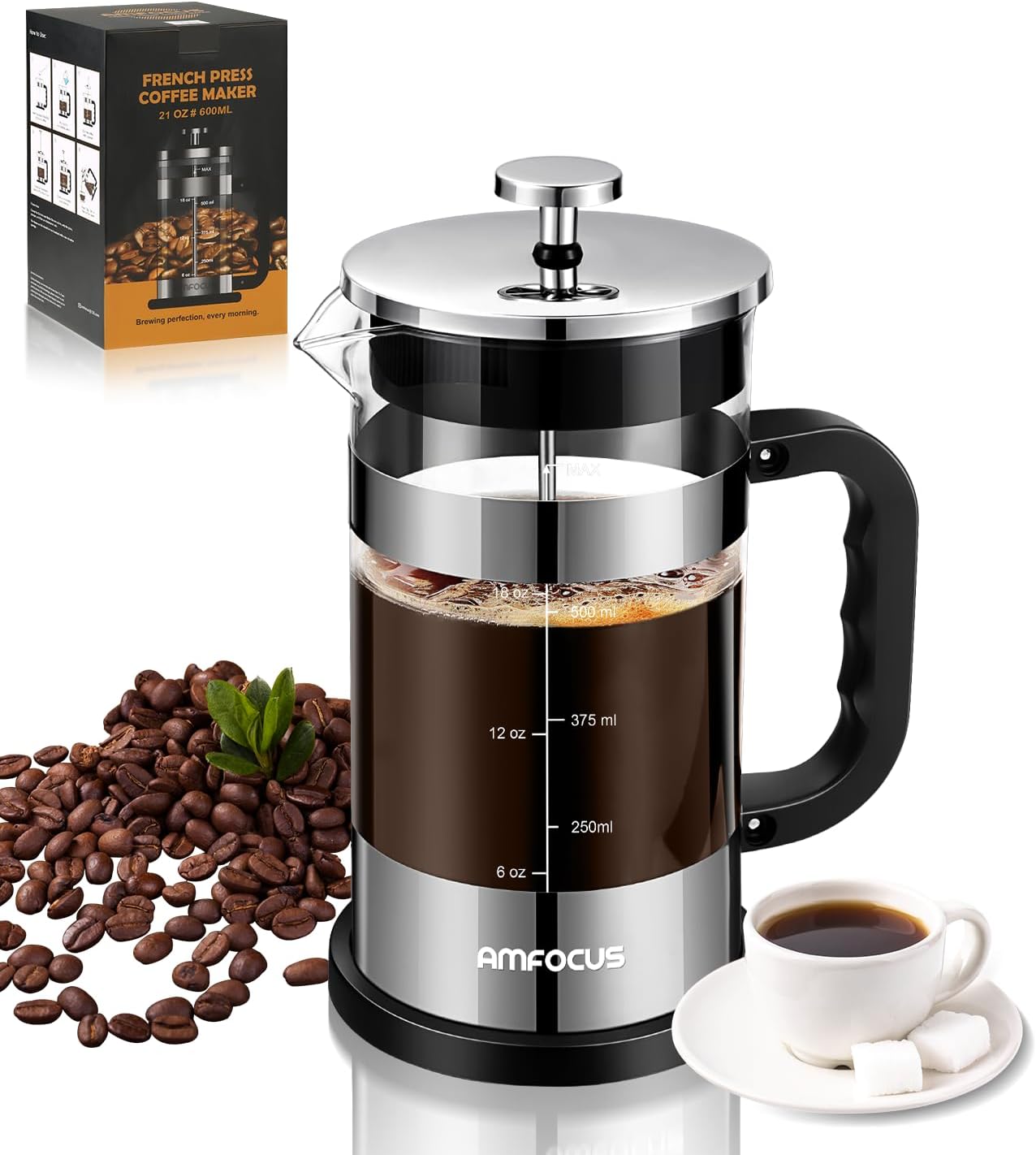 Amazon.com: French Press Coffee Maker - 21OZ Classic Glass Coffee Press ...