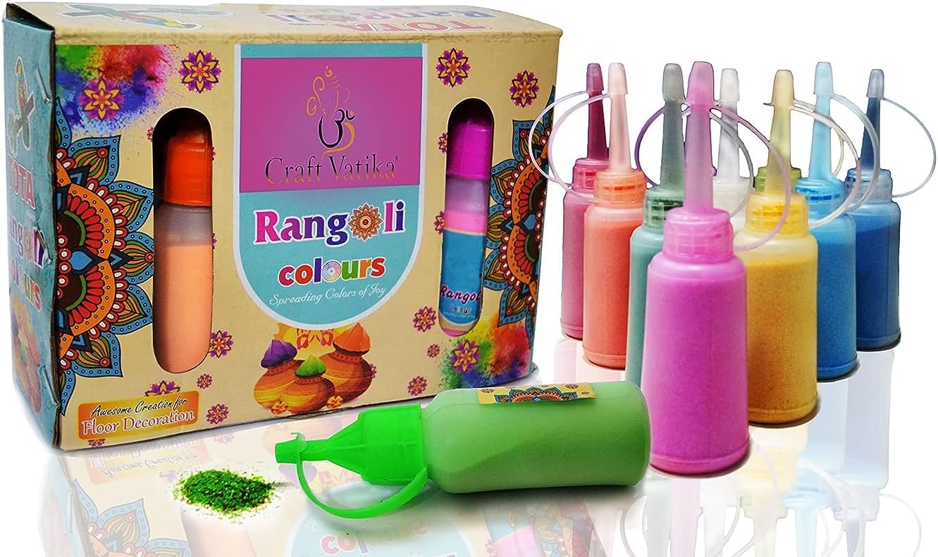 Amazon.com: Rangoli Colour Powder Bottles, Kolam Rangoli Powder for ...