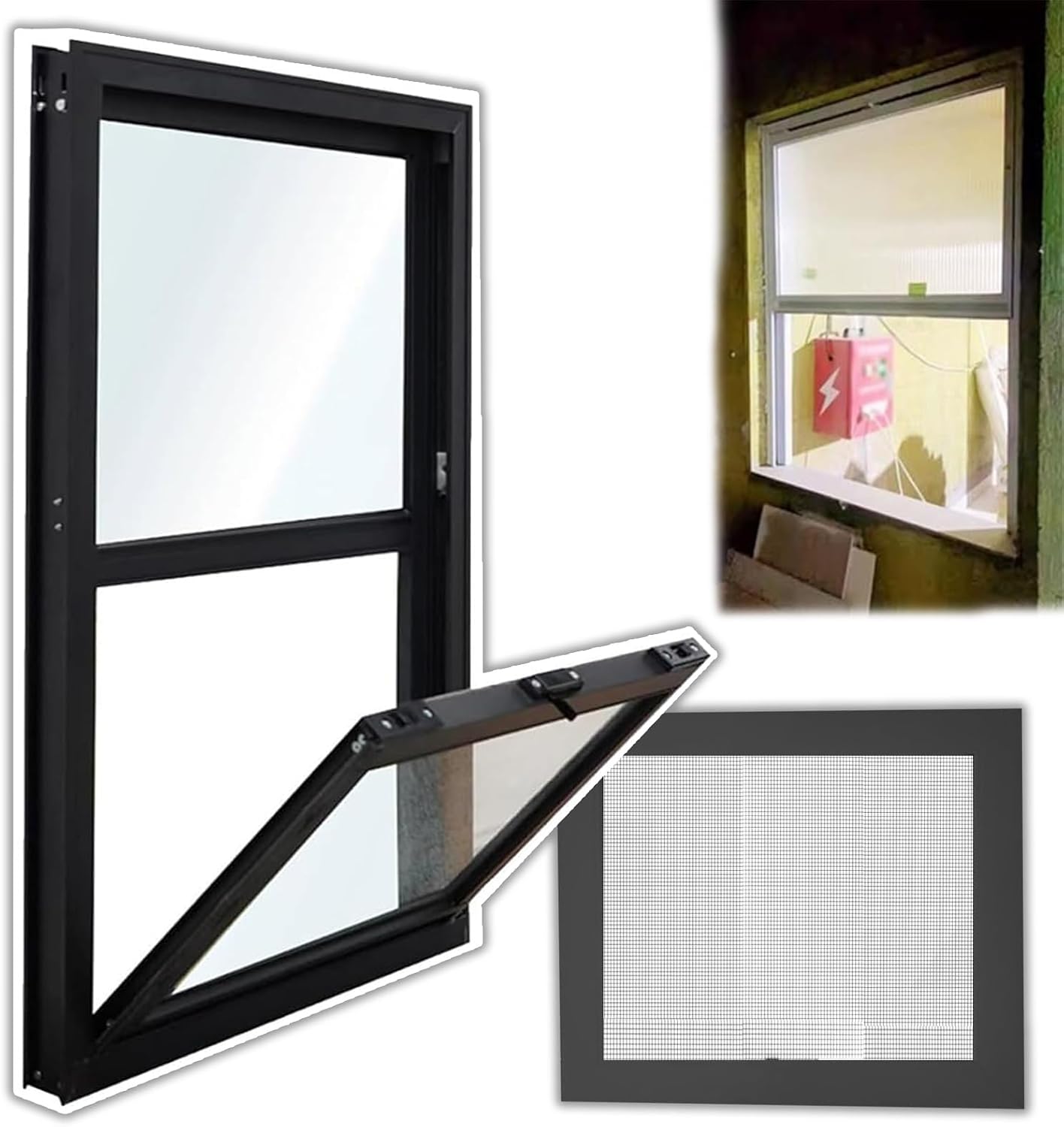 Vertical Sliding Window 10x24in / 25x61cm, Black for Houses/Bathroom ...