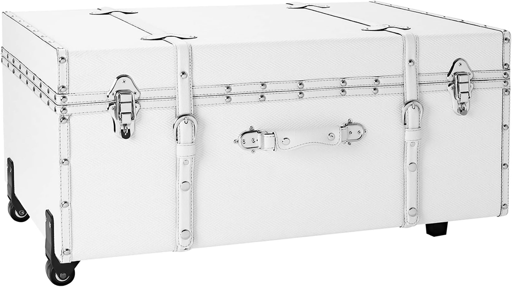Amazon.com: DormCo The Texture Brand Wheeled Trunk - White - Large ...