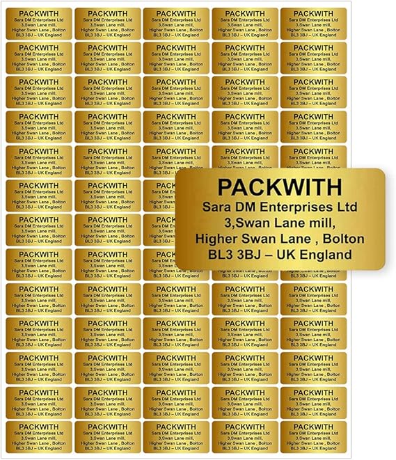 Gold Personalised Printed Address Labels 60 Labels Per Sheet A4 (38 x ...