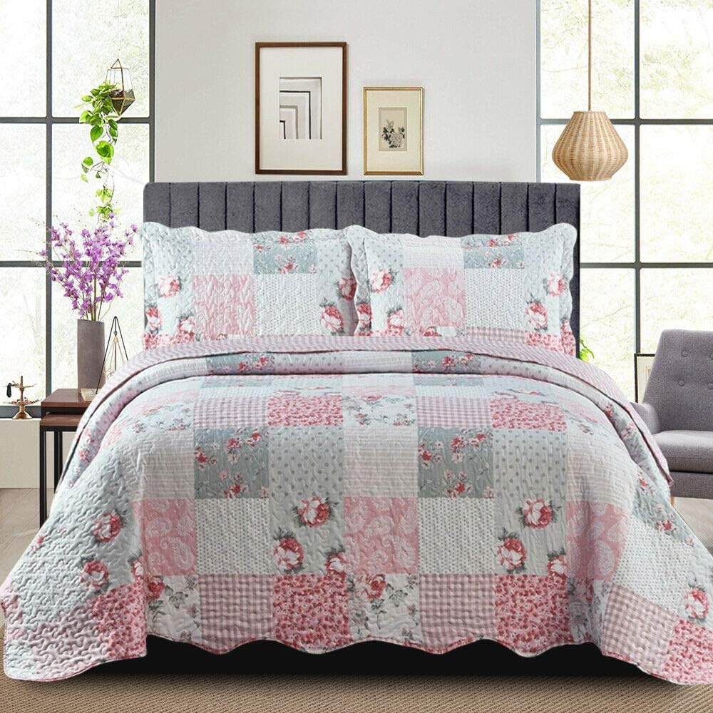 Quilted Bedspread Bedding Sets for Girls - Cotton Patchwork Bedspread ...