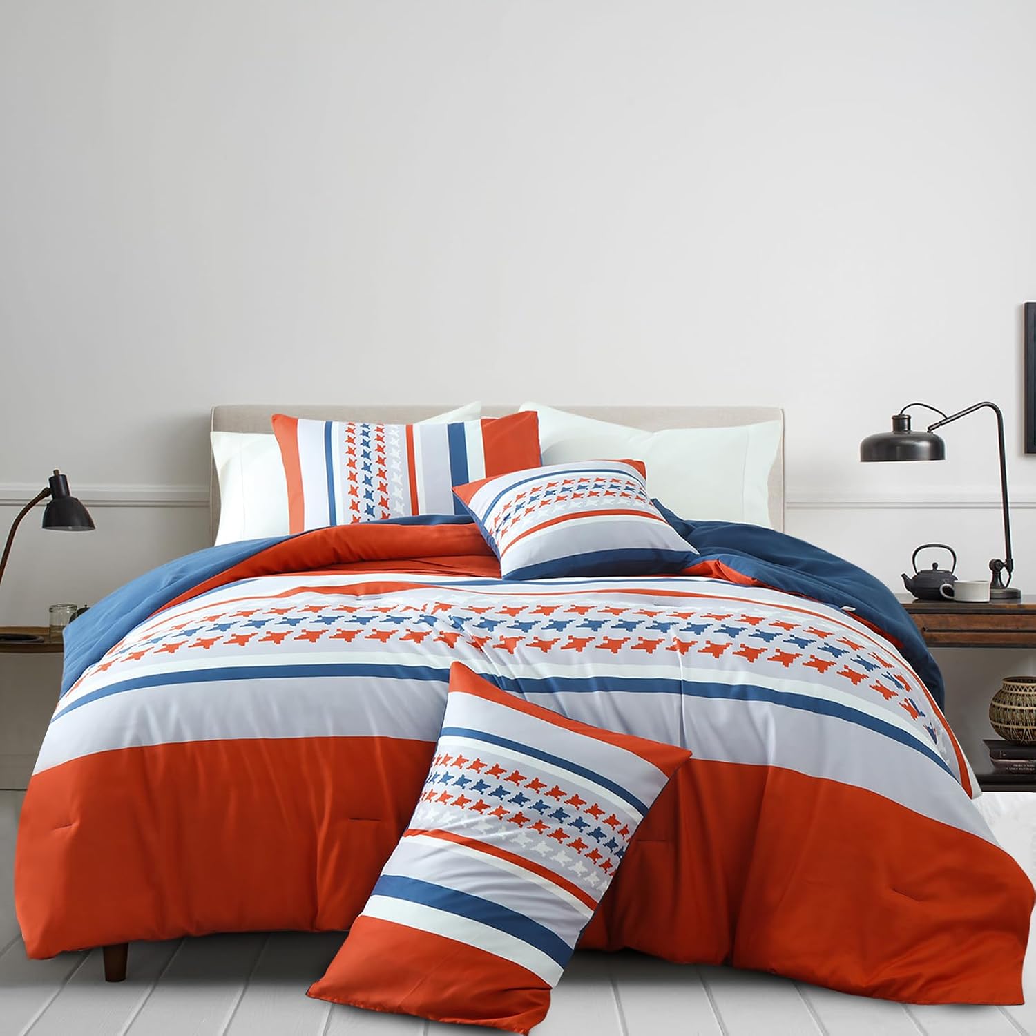 Amazon.com: Aimuan Striped Comforter Set Pinch Pleated Farmhouse Shabby ...