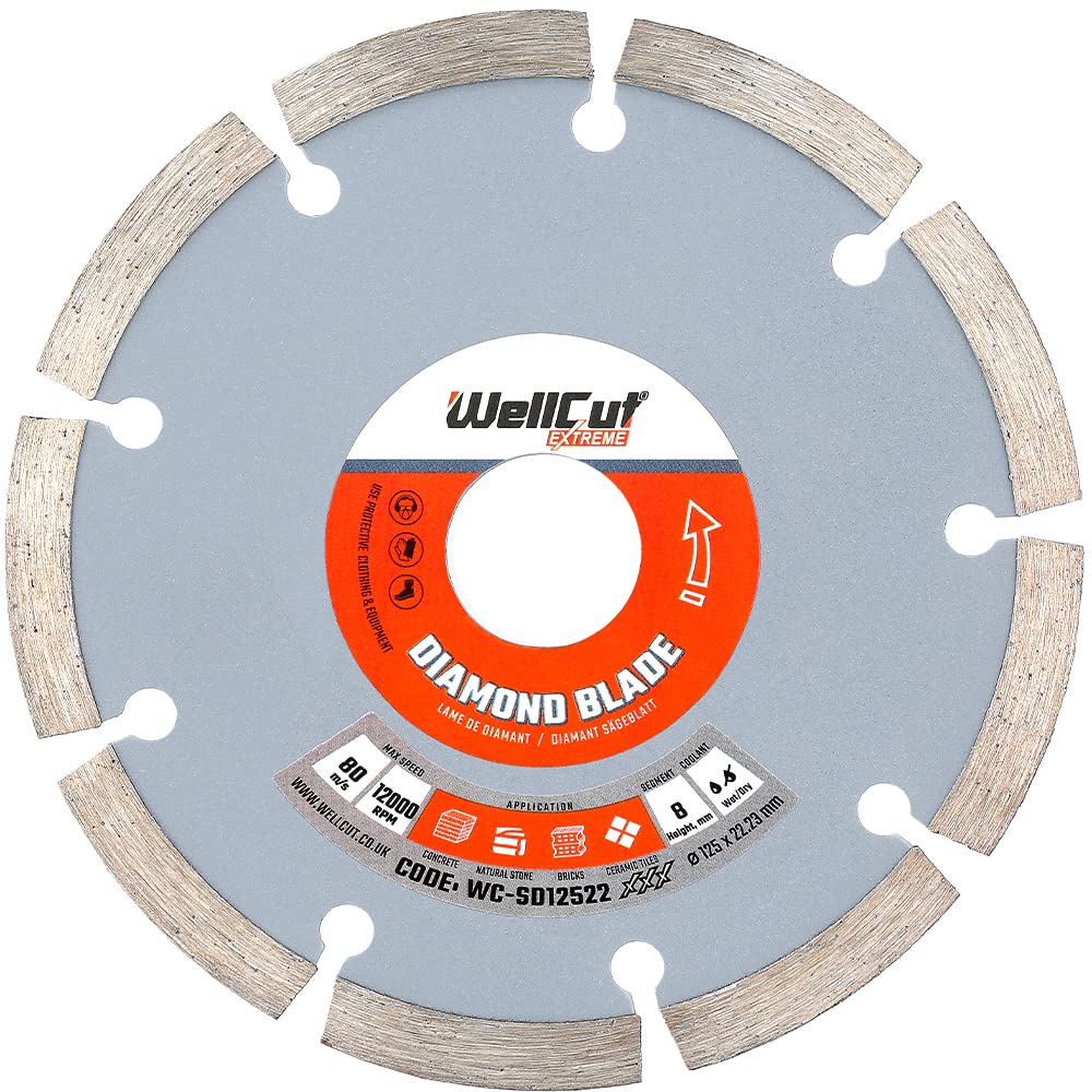 WELLCUT Extreme Diamond Saw Blade, Angle Blade Grinder 125 x 22.23mm ...