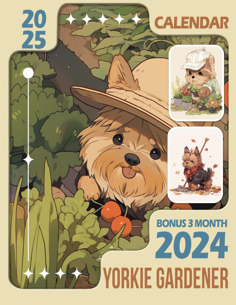 Yorkie Gardener Calendar 2025: 15-Month Yorkie Photography For Kids And ...