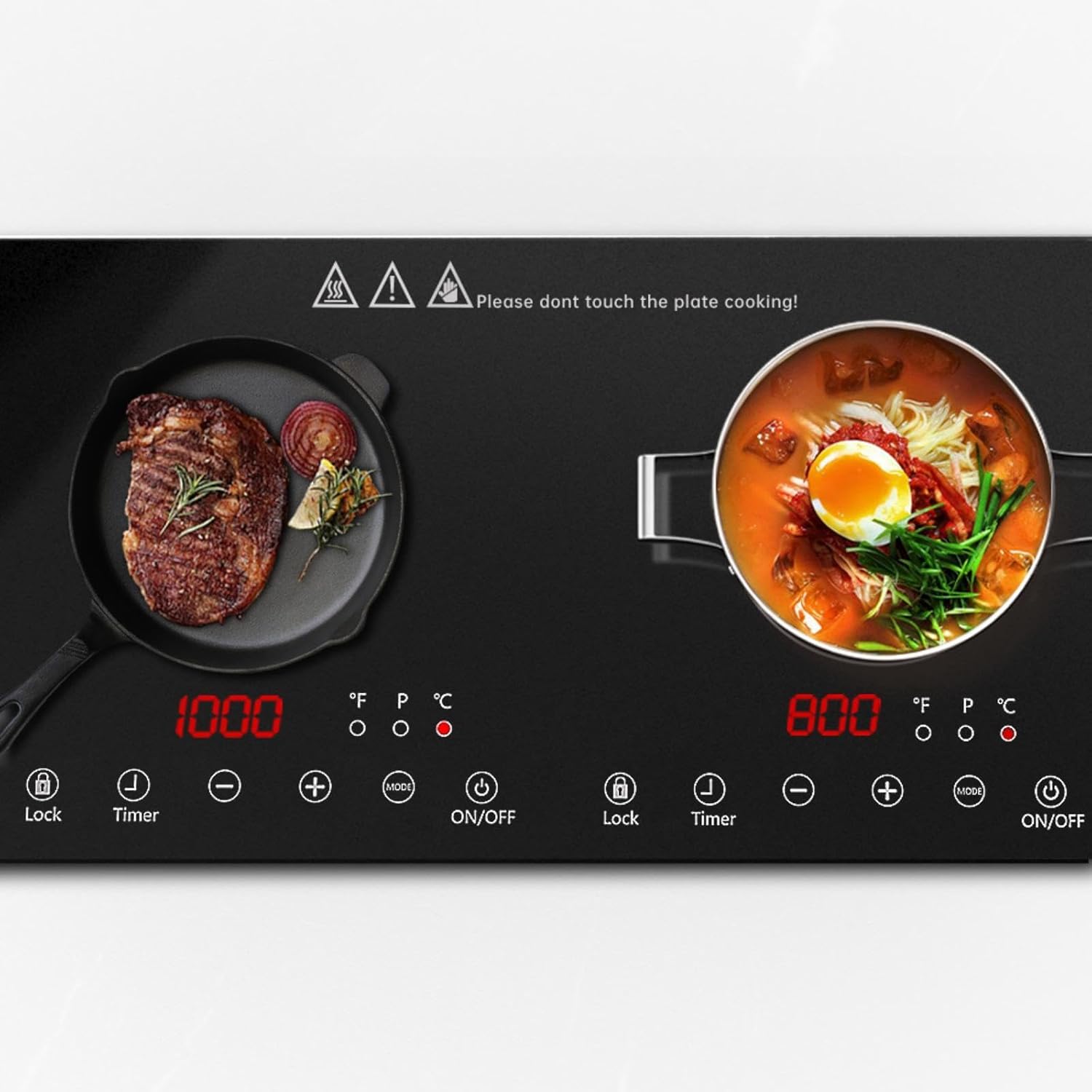 Amazon.com: Double Induction Cooktop, KXITGSIMRE 1800W Electric Cooktop ...