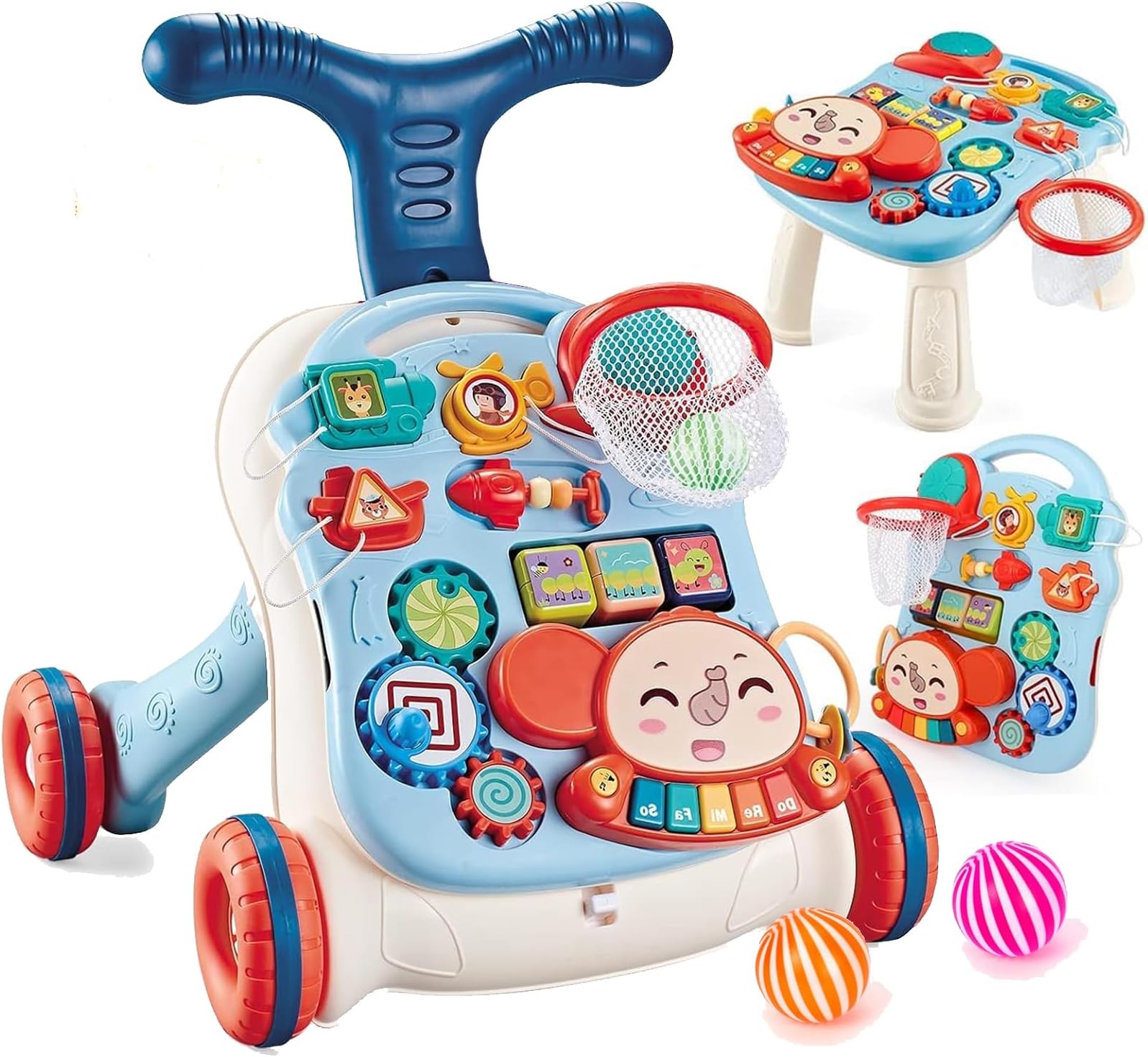 Amazon.com : YOLAY 3 in 1 Baby Walker Push with Wheels, Sit-to-Stand ...