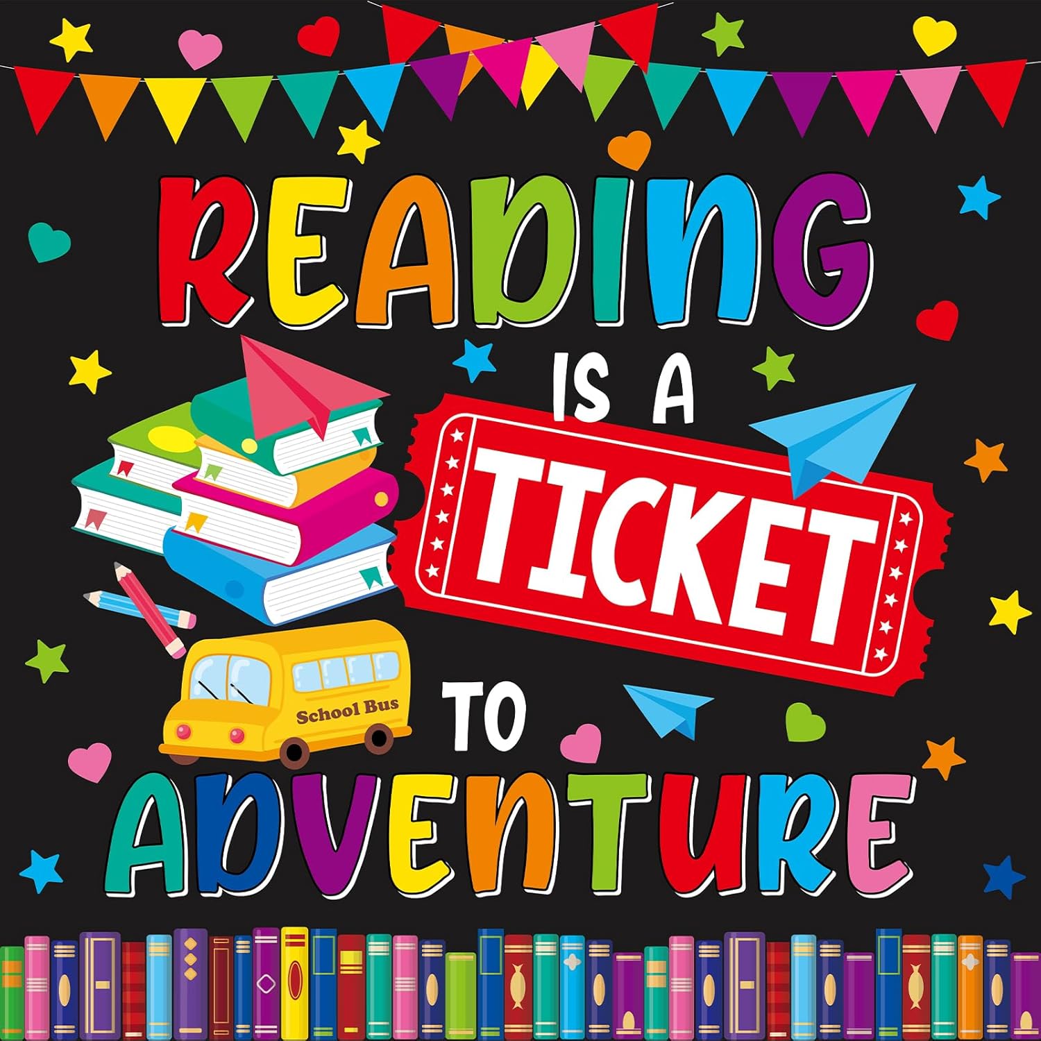 Amazon.com: Reading Bulletin Board Set Colorful Positive Classroom ...