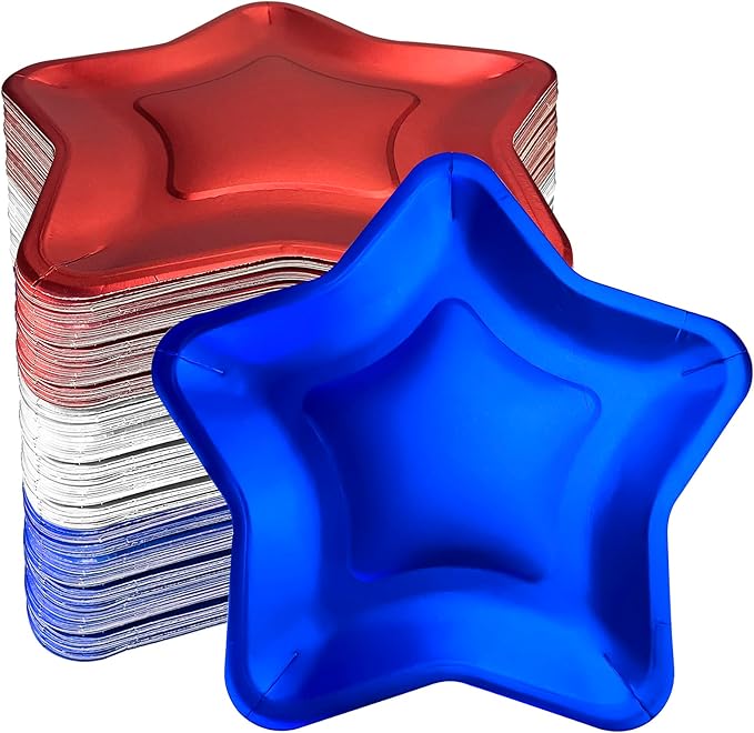 Amazon.com: Zuazaor 150 Pieces 9 Inches Star Shaped Party Plates Bulk ...