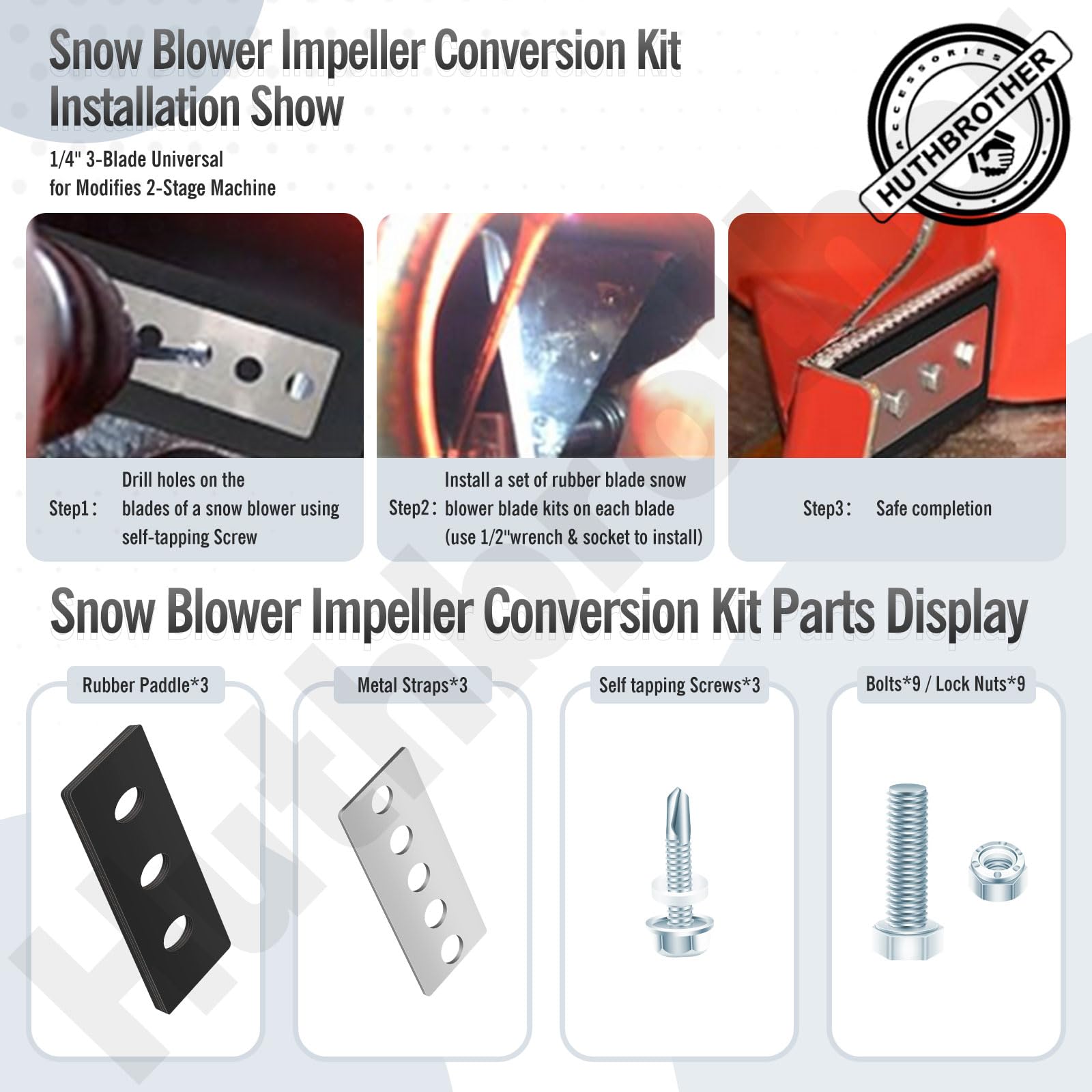 Snapklik.com : Snow Blower Impeller Modification Kit - 1/4" 3-Blade ...