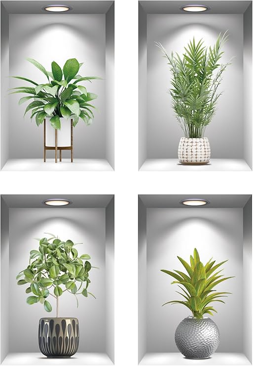 Amazon.com: 3D Creative Plant Wall Stickers Green Plants Wall Sticker ...