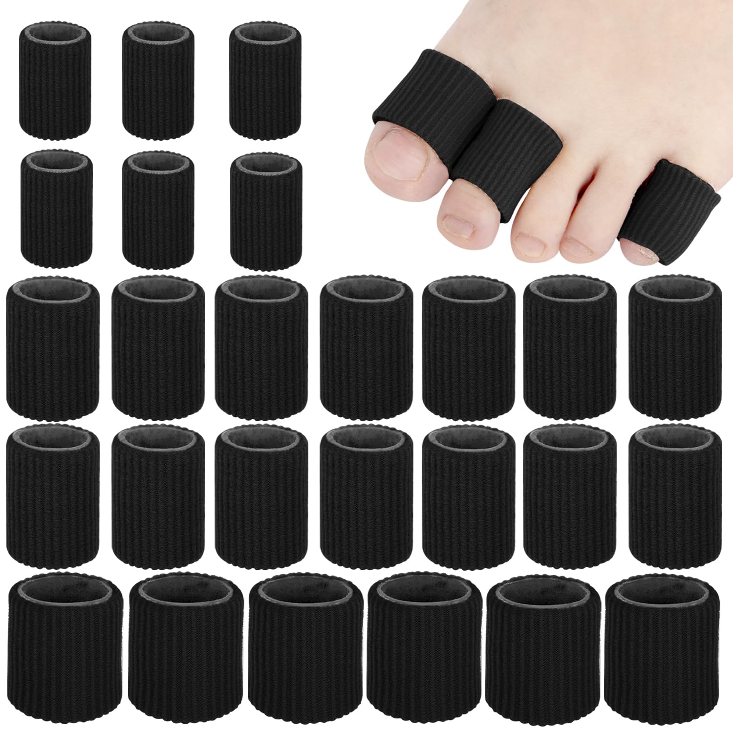 26 Pieces Toe Cushion Tube 0.98 Inches Toe Tubes Sleeves 3 Different ...