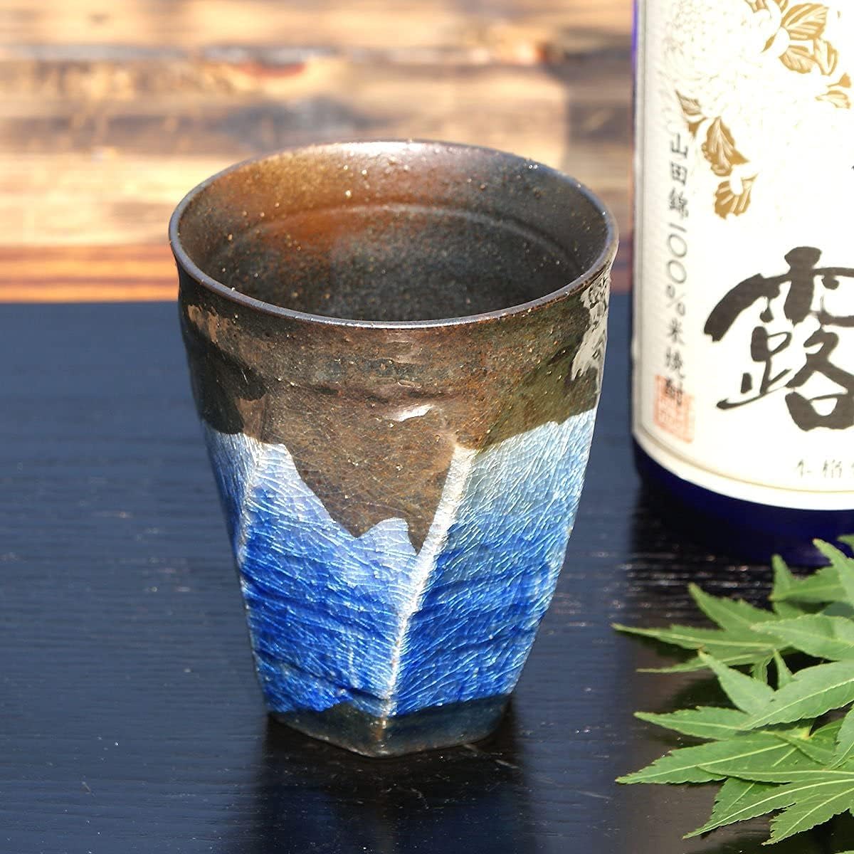 Amazon.com | Rough shochu glass silver color of Kutani pottery (Blue ...