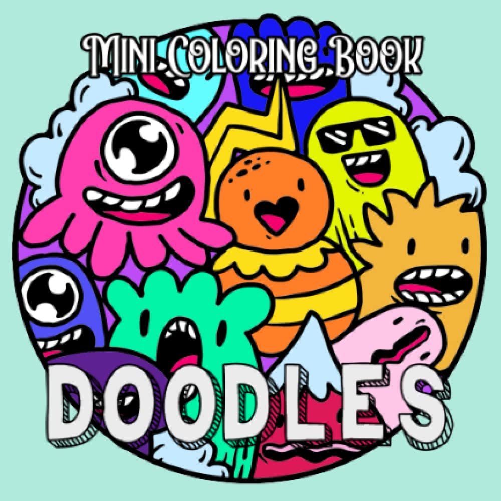 Mini Coloring Book Cute Doodles: Pocket Size Coloring Book for Travel ...