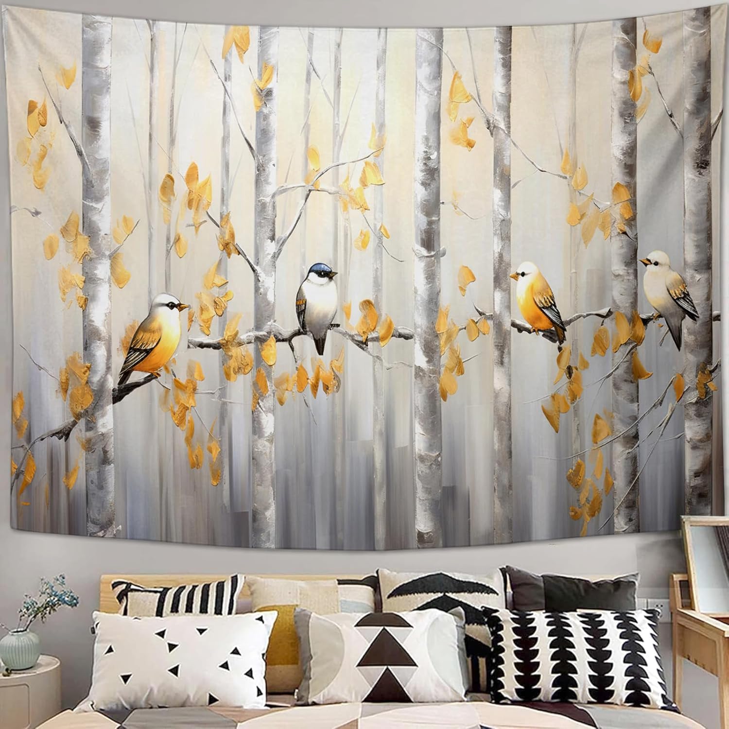 Amazon.com: yowecso Birds Tapestry Branches Tapestries Forest Bird ...