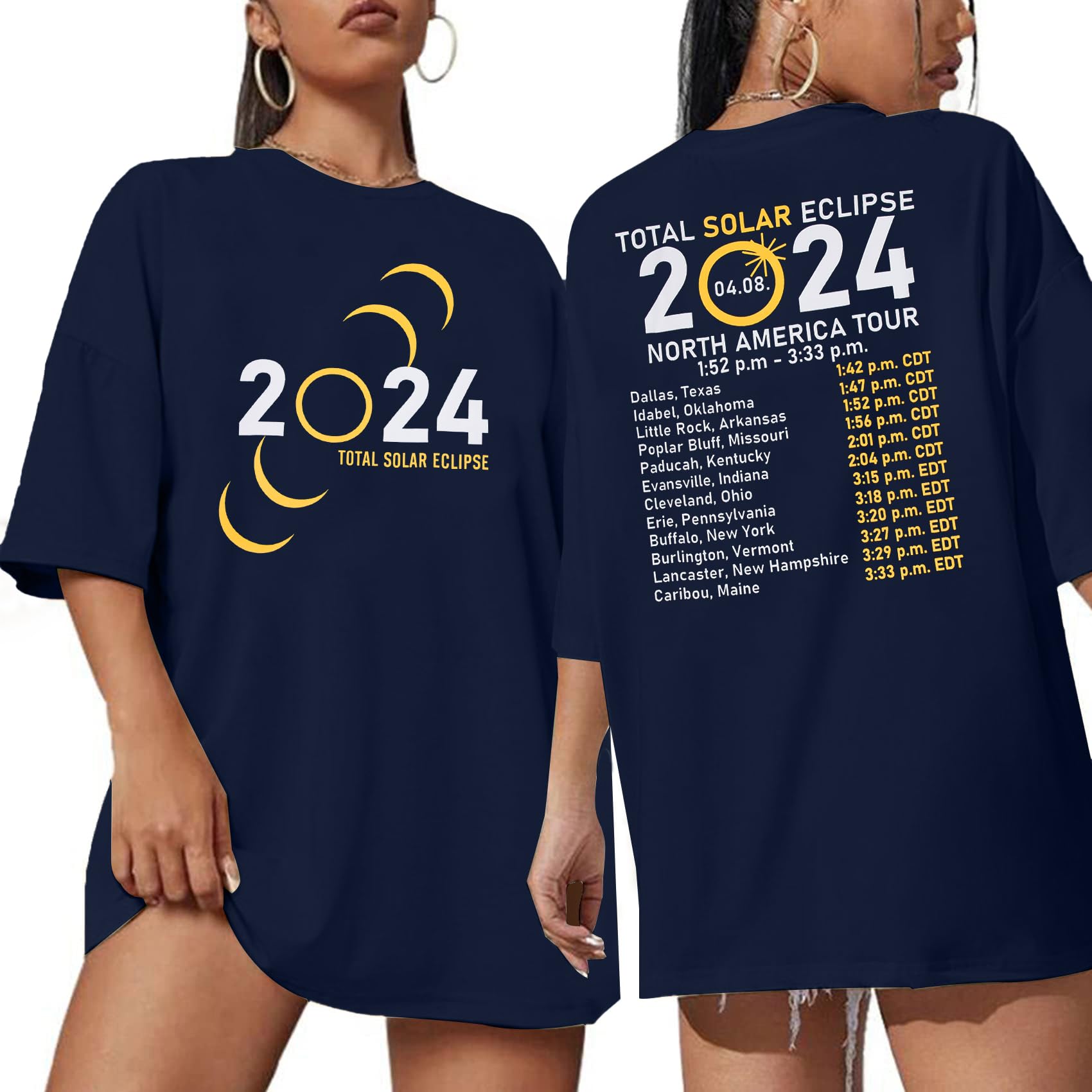 Snapklik.com : 2024 Total Solar Eclipse Shirt - Oversized April 8 Path Of The Eclipse T-Shirt ...