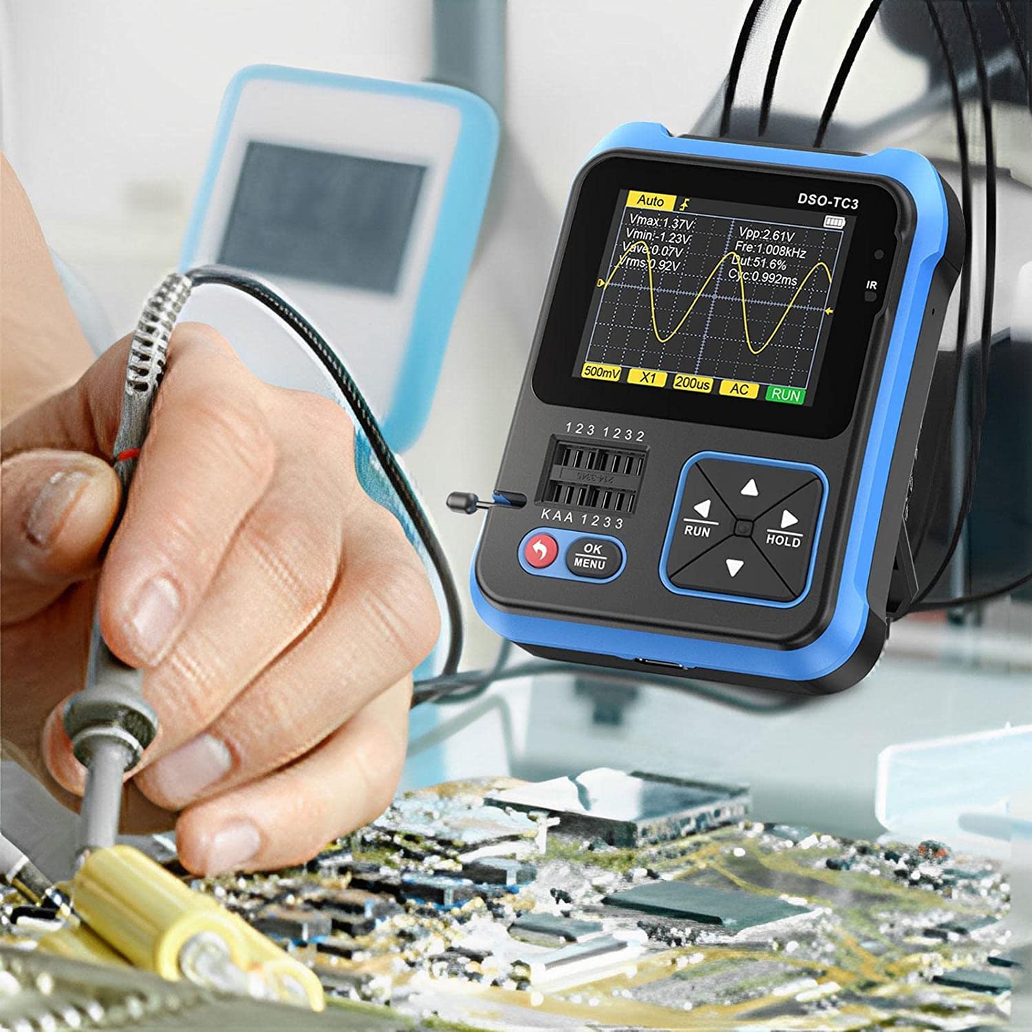 Transistor Tester, Handheld Oscilloscope Multimeter, 2.4 Inch Bandwidth ...