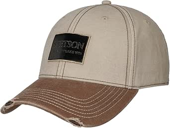 Stetson Leather Patch Distressed Peak Cap Men Dark Beige One Size at ...