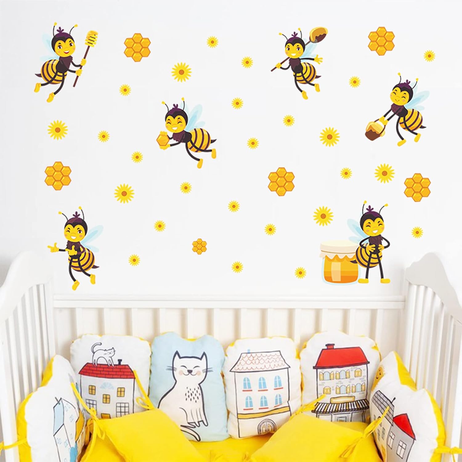 Calcomanía de pared con diseño de abejas de caricaturas, diseño de ...