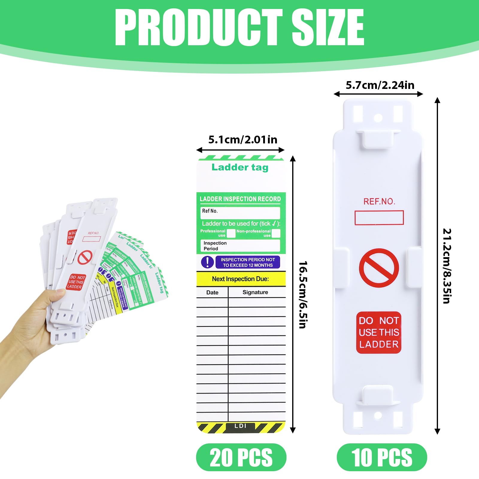 Ladder Tags Weatherproof Safety Inspection Record Kit – 10 Holders and ...