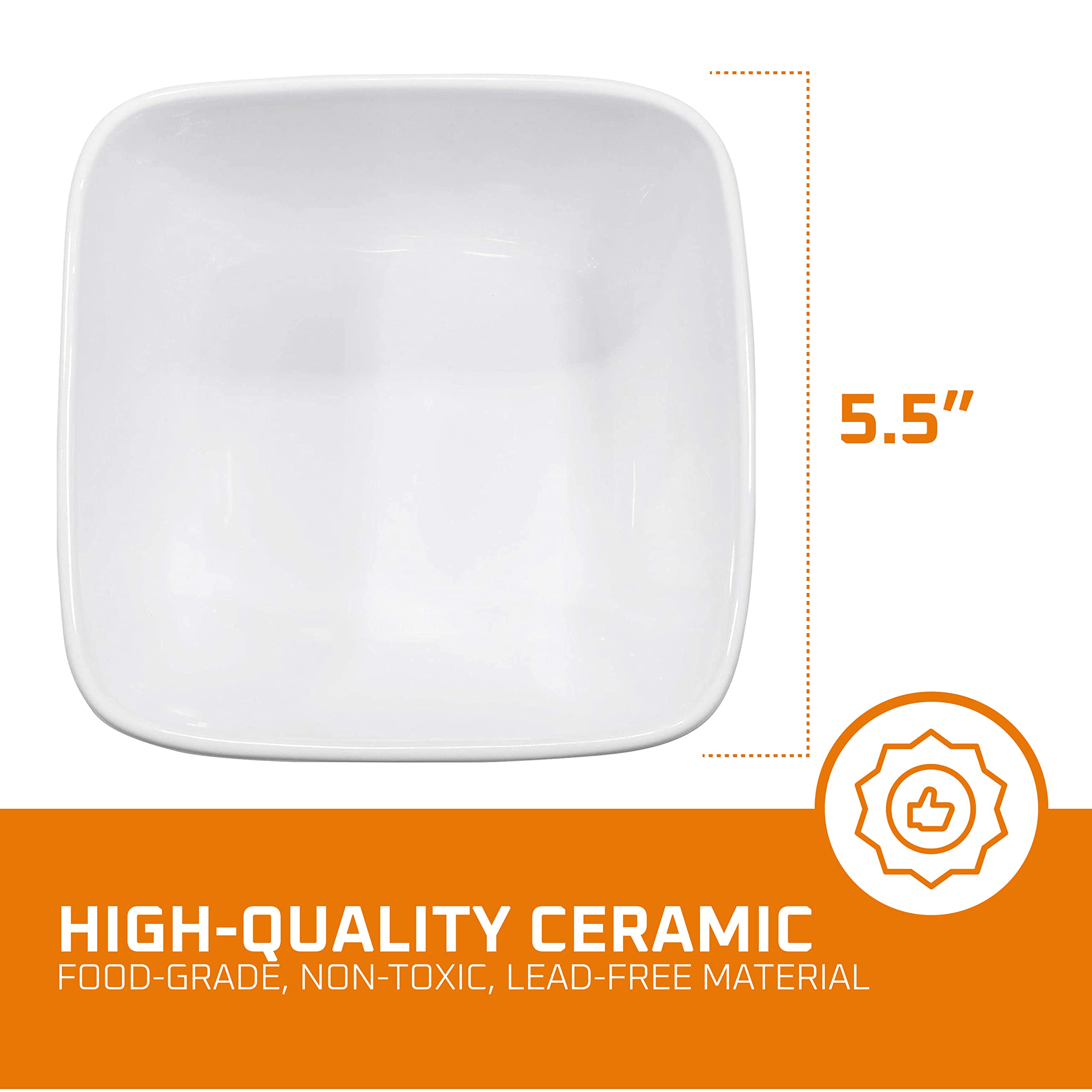 Bruntmor 26 Oz white Porcelin Ceramic Square Soup Bowls Set of 6, Large ...