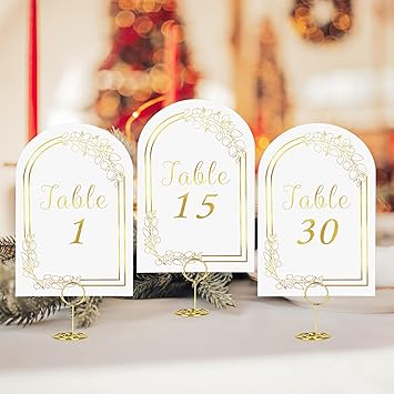 Amazon.com: JOYIT 30 Sets Table Number Holders with Place Cards, Round ...