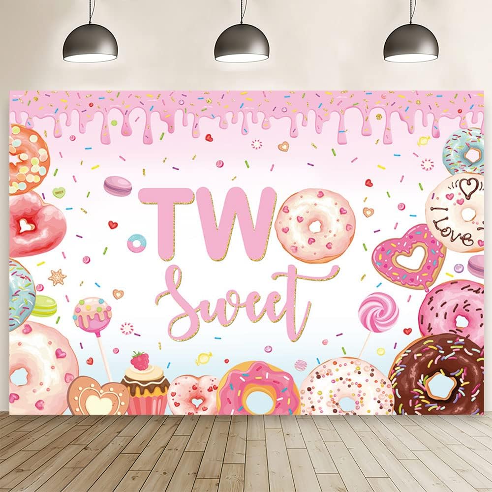 Amazon.com : MEHOFOND 7x5ft Donut TWO Sweet Backdrop Girl 2nd Birthday ...