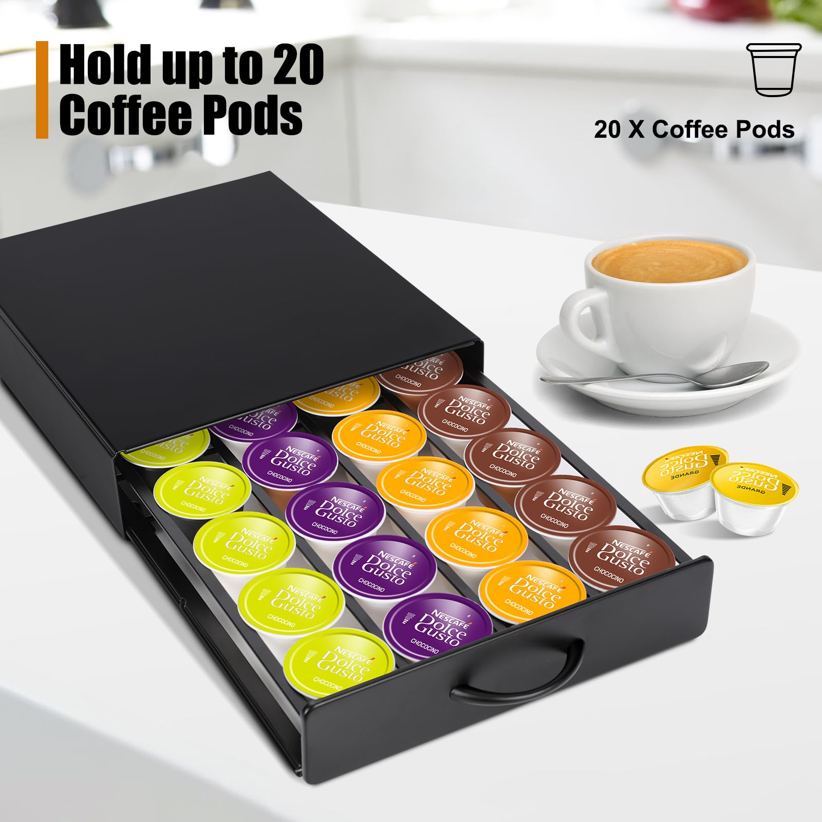 ZNM Coffee Pod Holder, Coffee Pod Organizer for Countertop 20 Pod ...