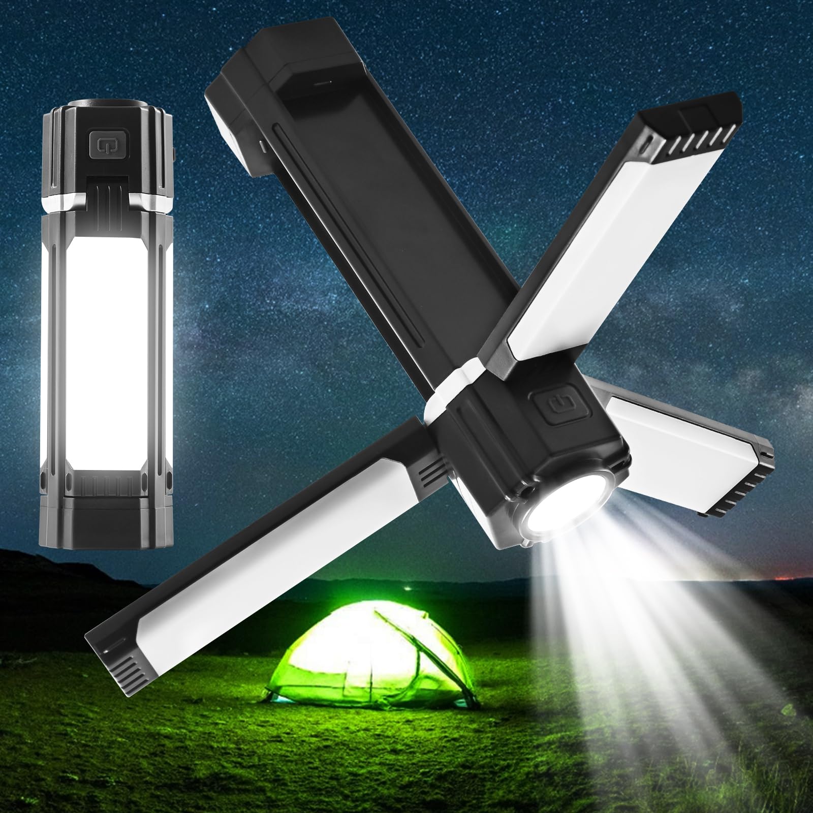 Amazon.com: Foldable Camping Lights Rechargeable, 3000mAh PowerBank ...