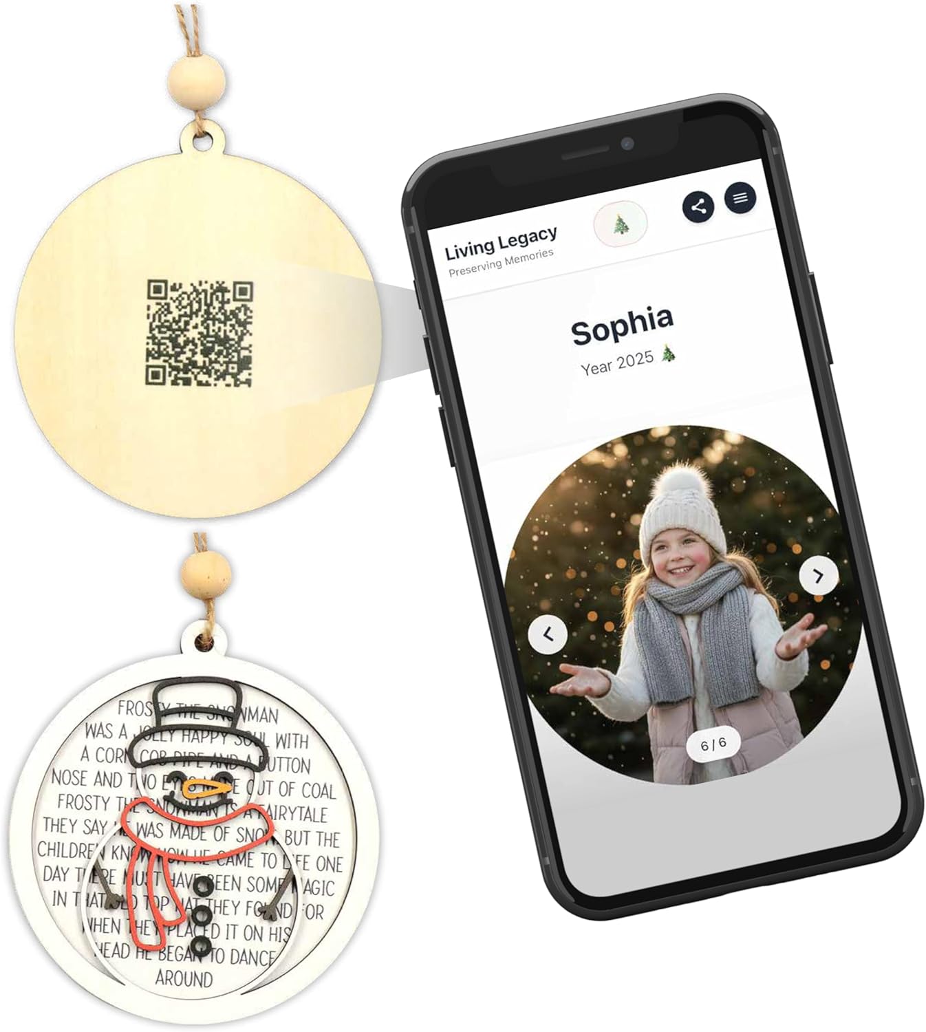 Amazon.com: Living Legacy Snowman QR Ornament – Personalized Christmas ...