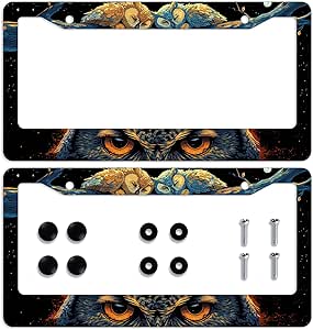 Amazon.com: Owl License Plate Frame Owlets Cute Sleep Animal Forest ...