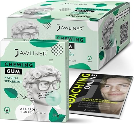 JAWLINER Hard chewing Gum, Jawline gum - Sugar Free Mint Gum - Jaw ...
