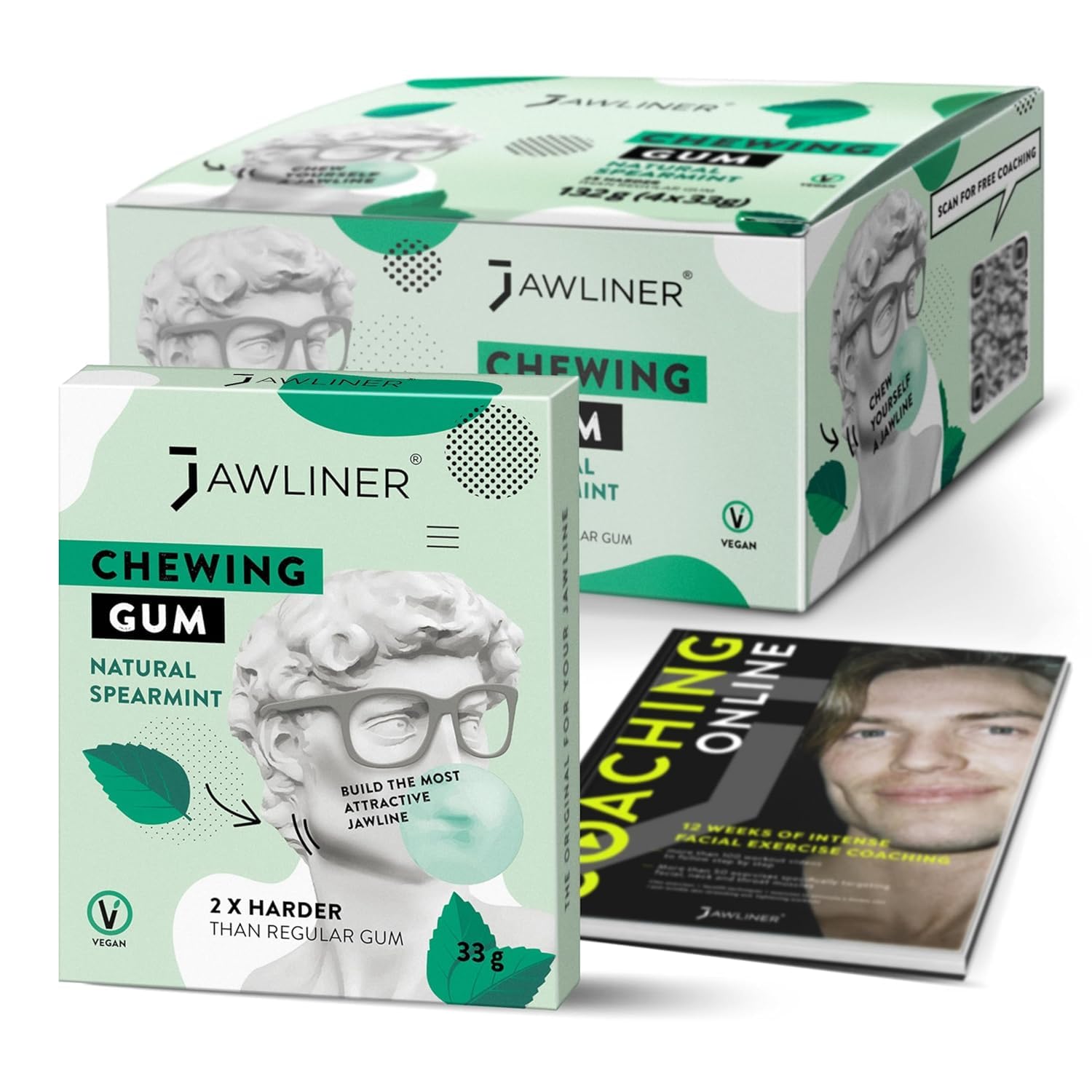 Amazon.com : Jawliner® Hard Jwaline Chewing Gum - Sugar Free Spearmint ...