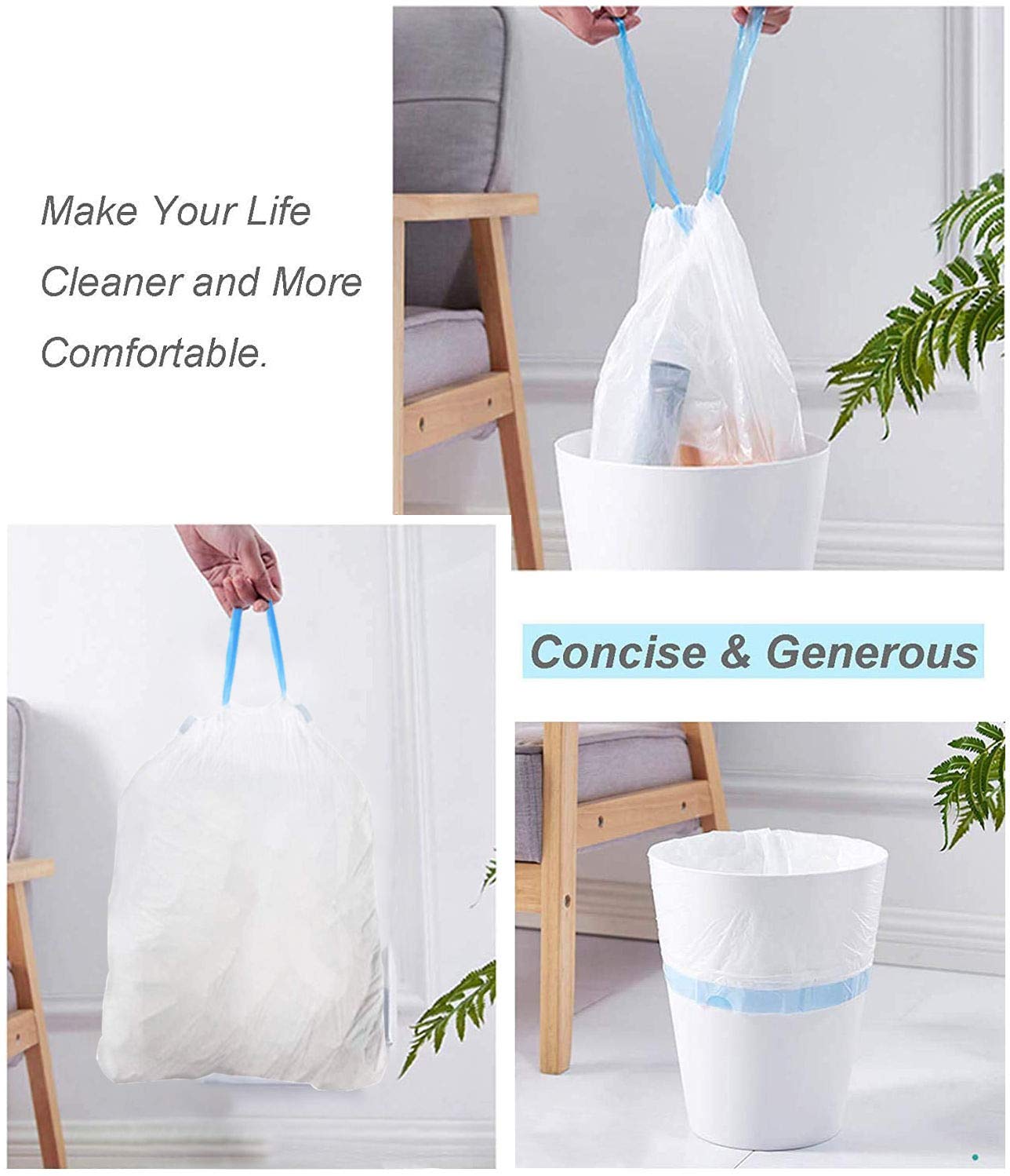 Snapklik.com : Small Trash Bag, 2.6 Gallon Garbage Bags Bathroom Trash ...