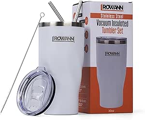 Amazon.com | ROWANN - 30 Oz Insulated Tumbler With Lids And Straws ...