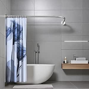 Amazon.com: Adjustable Corner Shower Curtain Rod, Stretchable Stainless ...