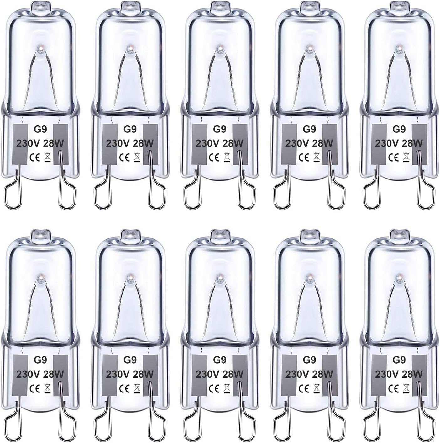 Haraqi 20 Pack G9 Halogen Bulbs 28W 230V 2800K Warm White 350lm,Clear ...