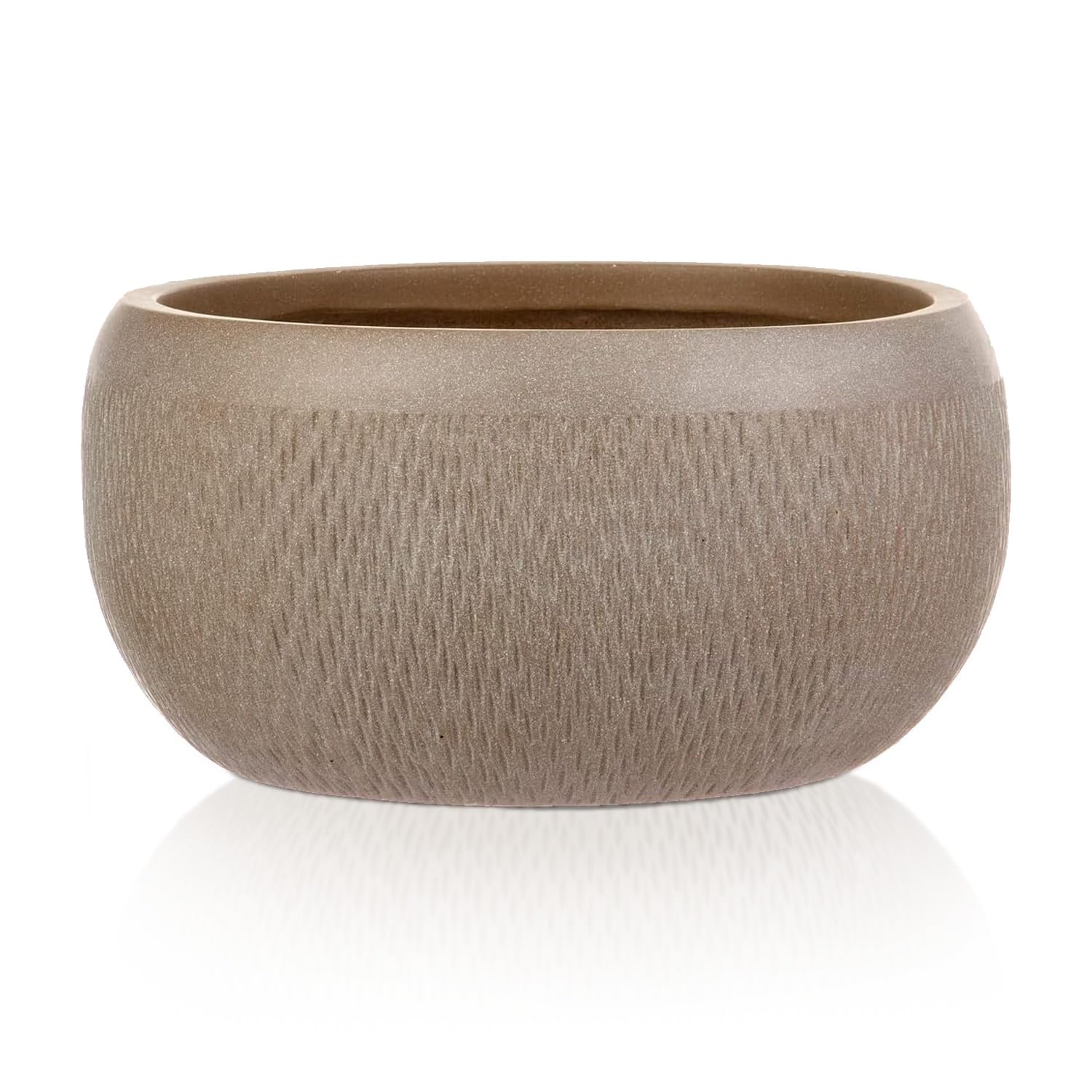 IDEALIST Large Shallow Planter 17 Inch Plant Bowl | Garden Planter with ...