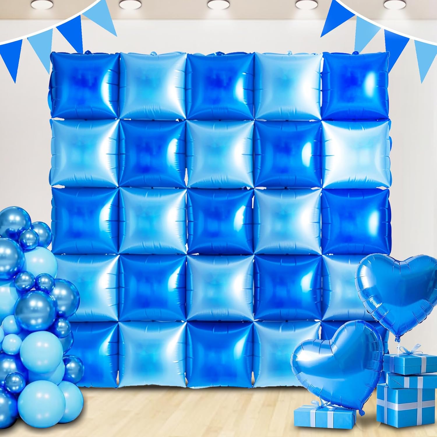 Amazon.com: TONIFUL Square Foil Balloon Wall 30pcs Blue and Light Pink ...