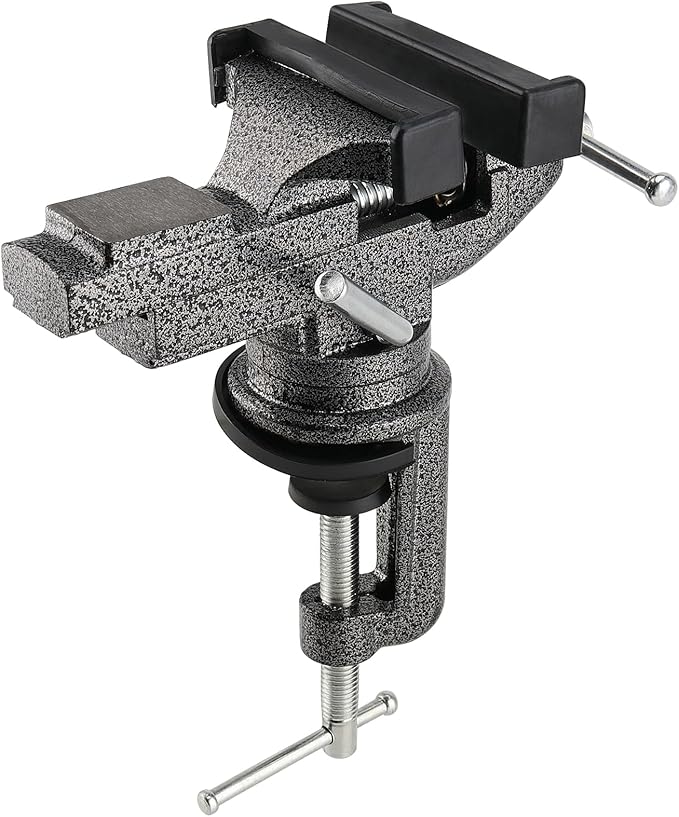 DAKFOOK 80mm Table Vice - 360° Swivel Base Heavy Duty Vice, Cast Iron ...
